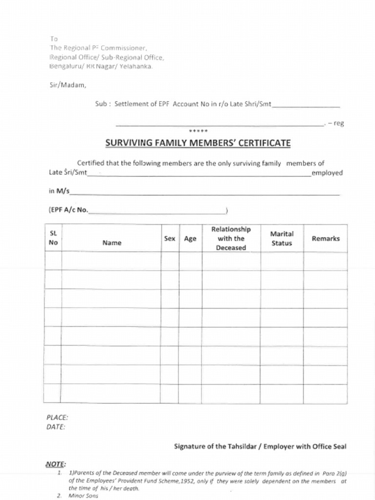 Surviving Family Certificate | PDF