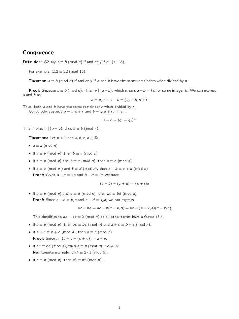 Notes 3 - Congruence, Modular Multiplicative Inverse and The Chinese ...