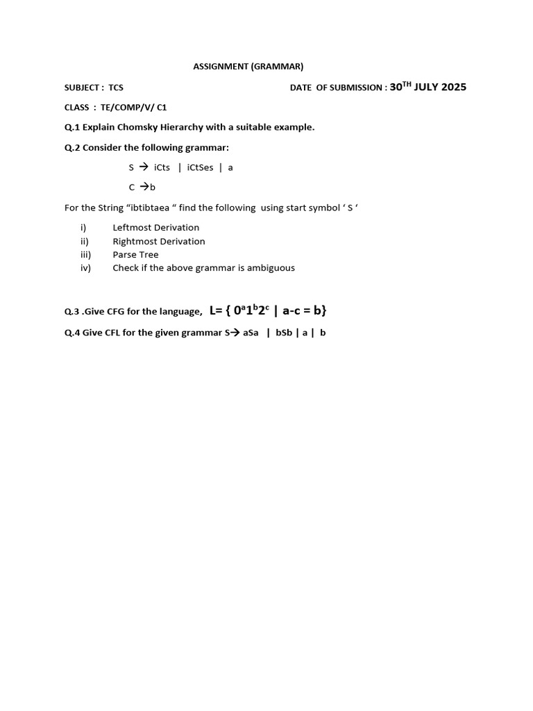 Te c1 Tcs Grammar Assignment | PDF