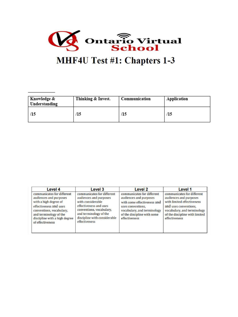 1720536463-MHF4U, Unit 1 Test | PDF | Asymptote | Mathematical Concepts