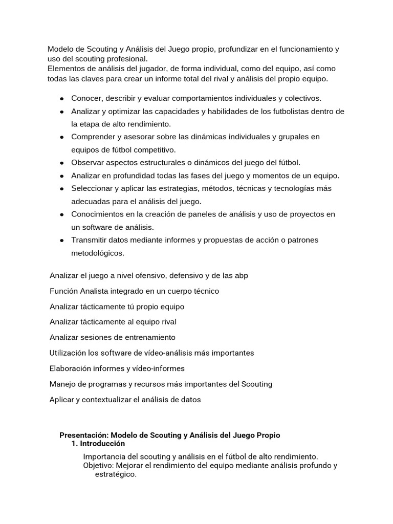Modelo de Scouting en Fútbol Profesional | PDF | Software | Análisis de ...