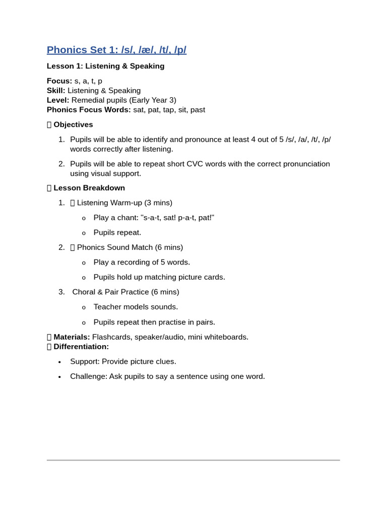 Phonics Set 1 | PDF | Phonics | Linguistics