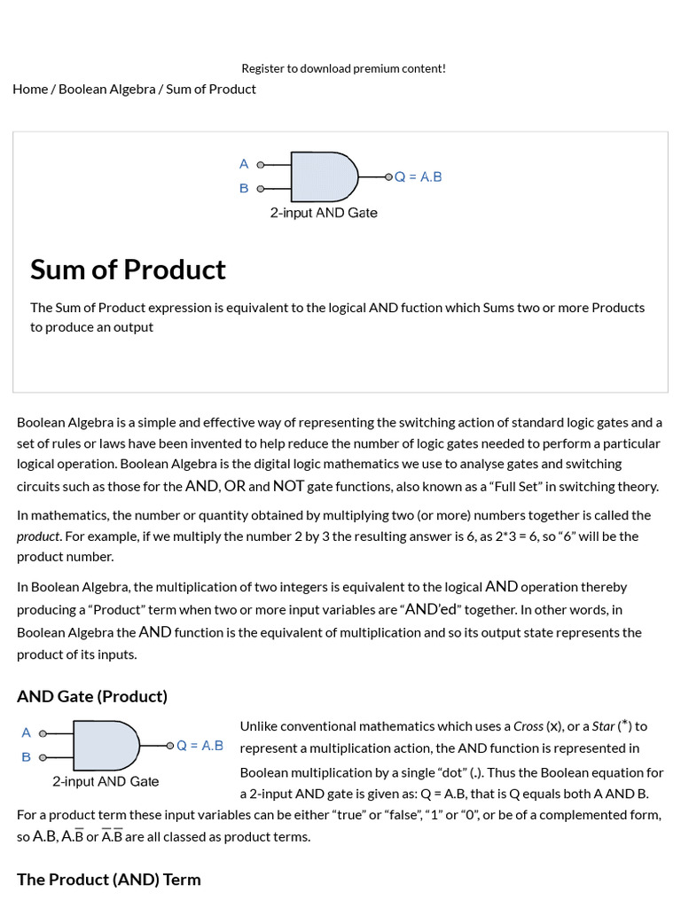 Sum of Product Expression in Boolean Algebra | PDF | Boolean Algebra ...