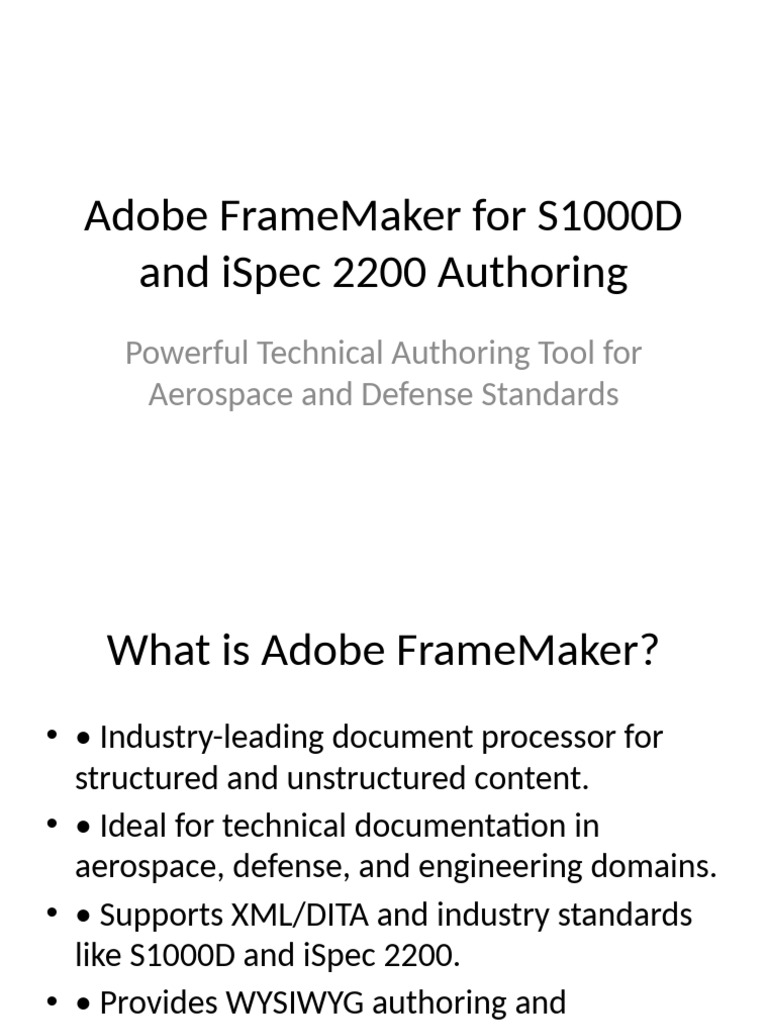 FrameMaker S1000D ISpec2200 Presentation | PDF