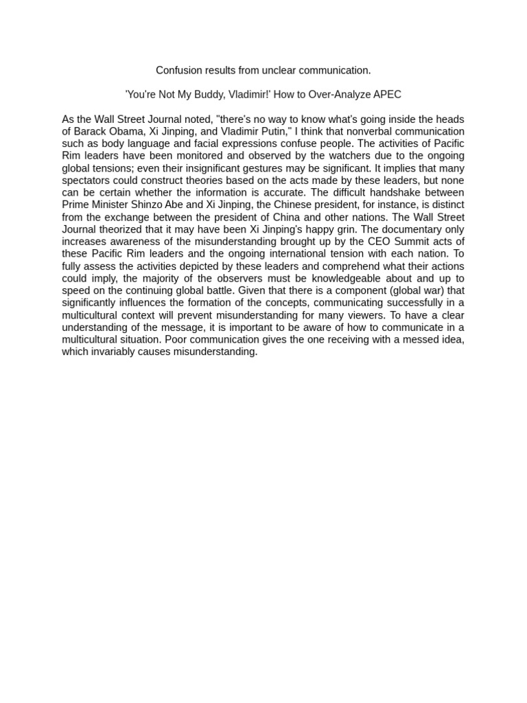 Miscommunication in Global Leadership | PDF