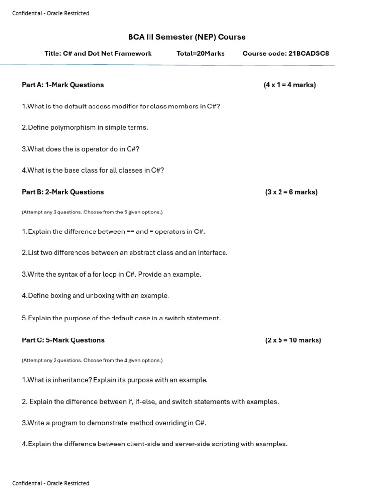 BCA III Semester 2nd Dec QP | PDF