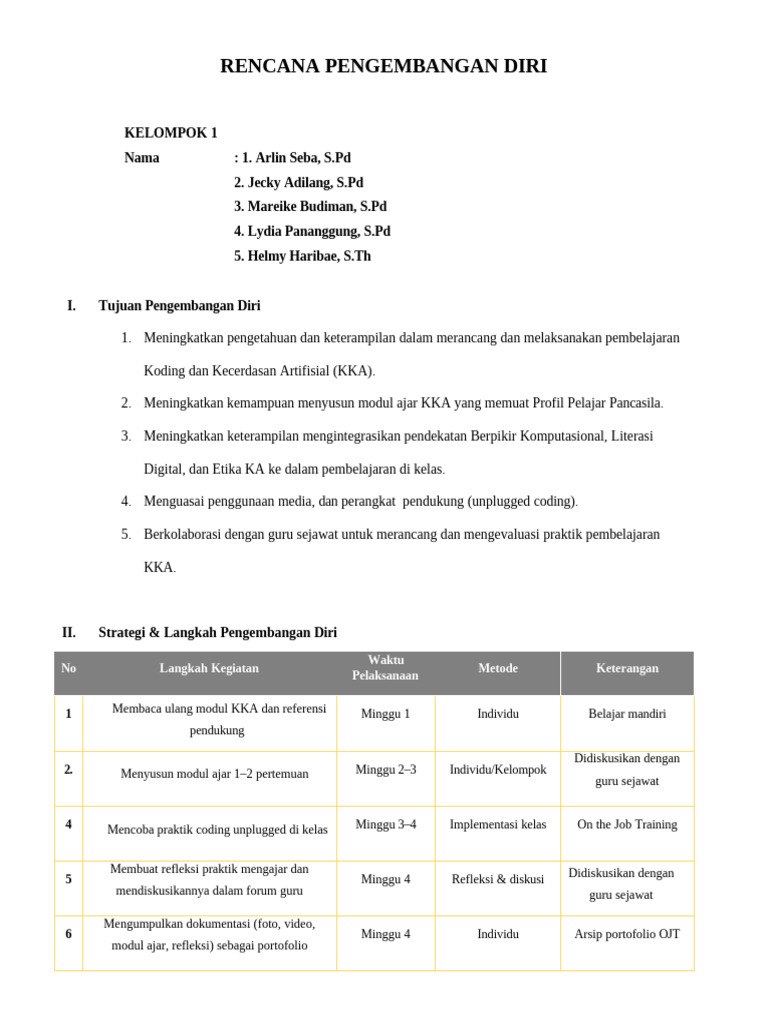 Rencana Pengembangan Diri | PDF