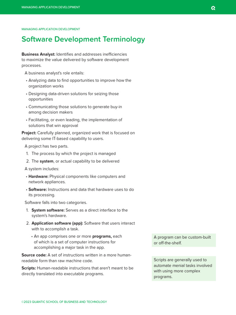 Software Development Terminology | PDF | Software Development Process | Software Development