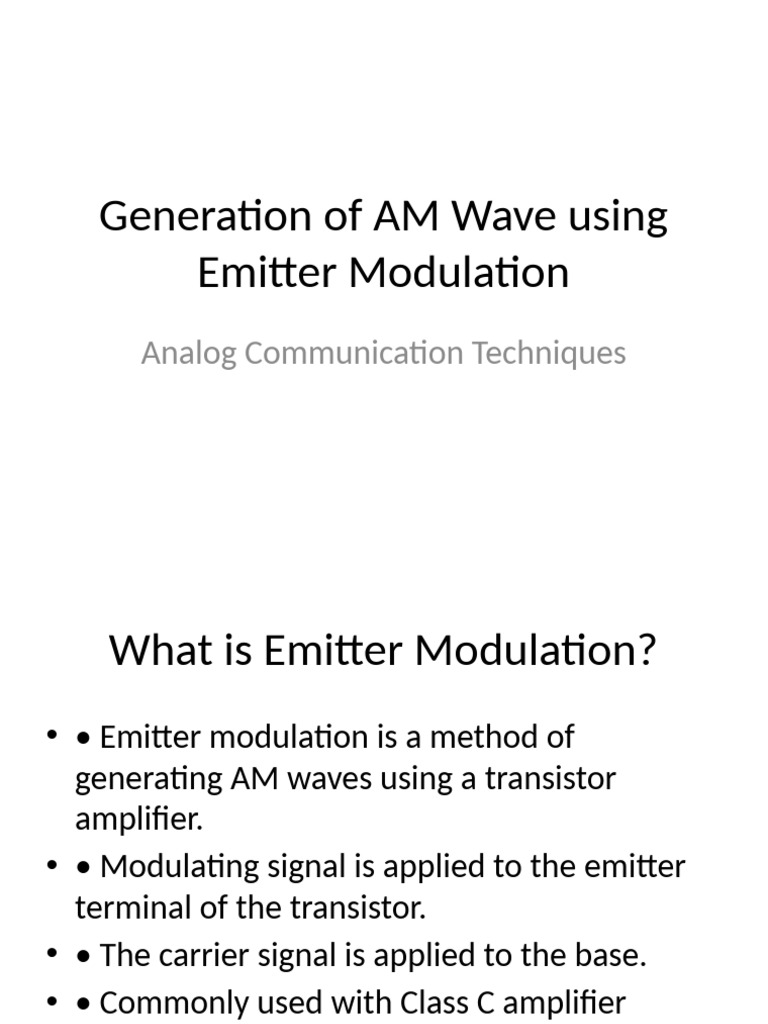 AM Wave Generation via Emitter Modulation | PDF