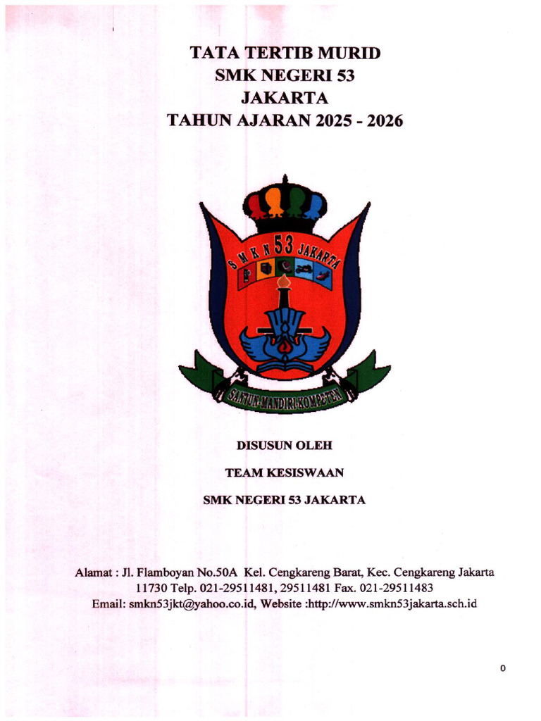 Tata Tertib Murid SMKN 53 Jakarta Tp. 2025-2026 | PDF