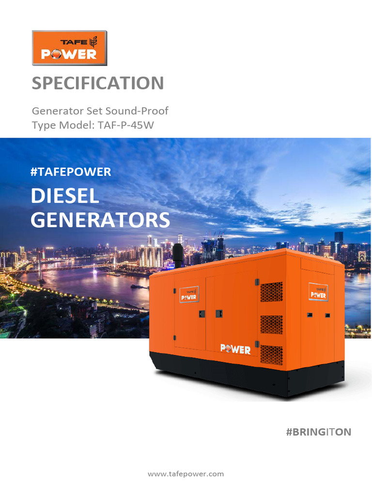 TAFE TAF-P-45W Sound-Proof Generator | PDF | Engines | Mains Electricity