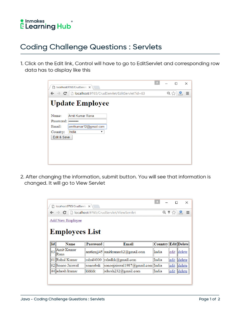 Coding Challenge Questions: Servlets | PDF