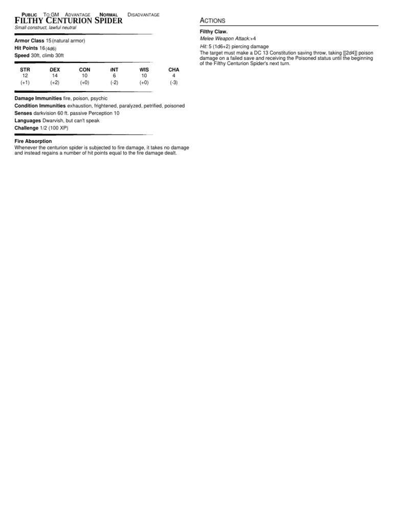 Centurion Spider (Filthy) | PDF