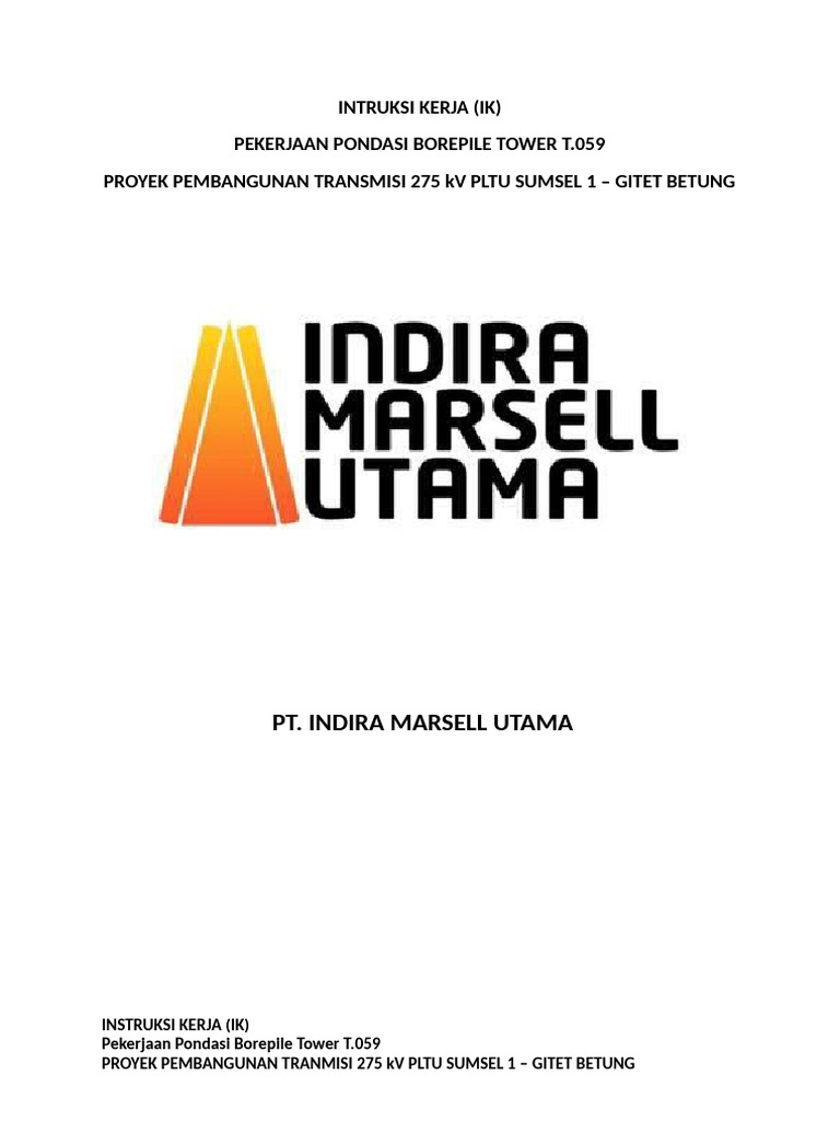 IK Pekerjaan Pondasi Borepile Perbaikan Pondasi Tower T.059 | PDF
