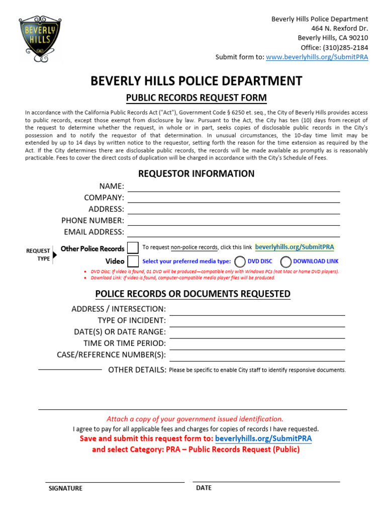 2025 Police Public Records Request Form Fillable V2.0r.mobile - 202505211620532956 | PDF