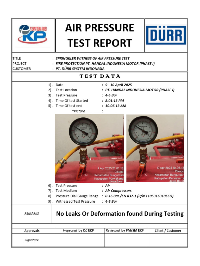 Air Pressure Test | PDF