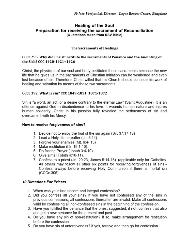 Examination of Conscience | PDF | Confession (Religion) | Penance