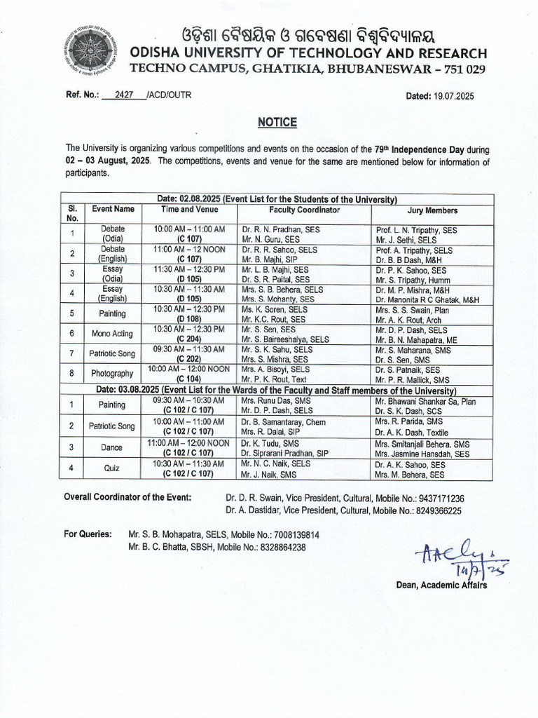 2427 - Notice - 79th Independence Day Celebration | PDF