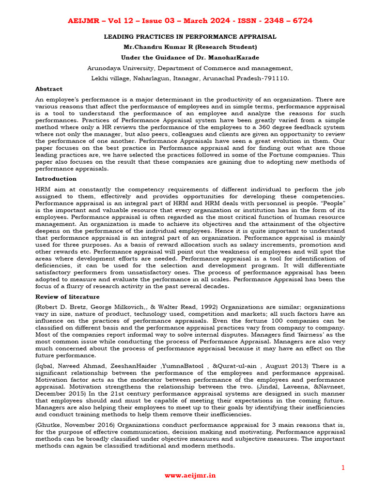 Leading Practices in Performance Appraisal Output | PDF | Layoff ...