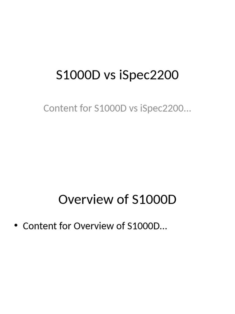 S1000D and iSpec2200 Comparison | PDF