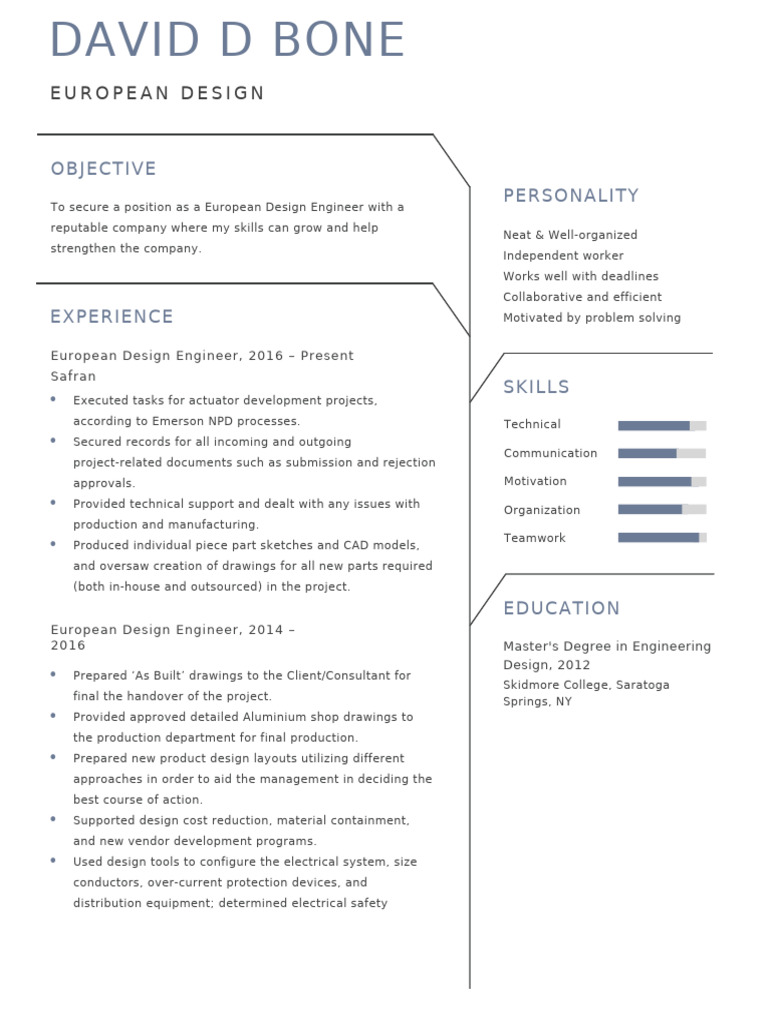 European Design Engineer Resume | PDF