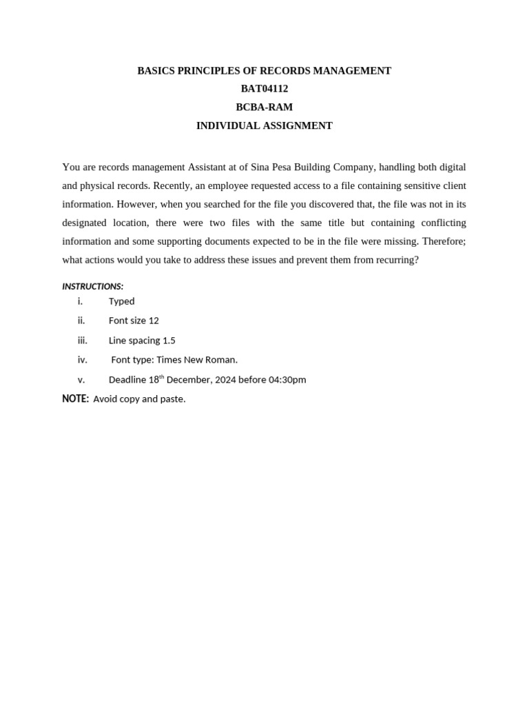Basics Principles of Records Management - Individual | PDF