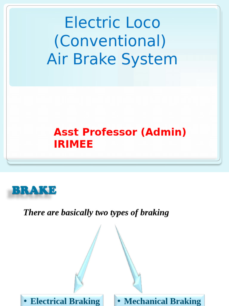 Electric Loco (Conventional) Air Brake Sys | PDF | Brake | Valve