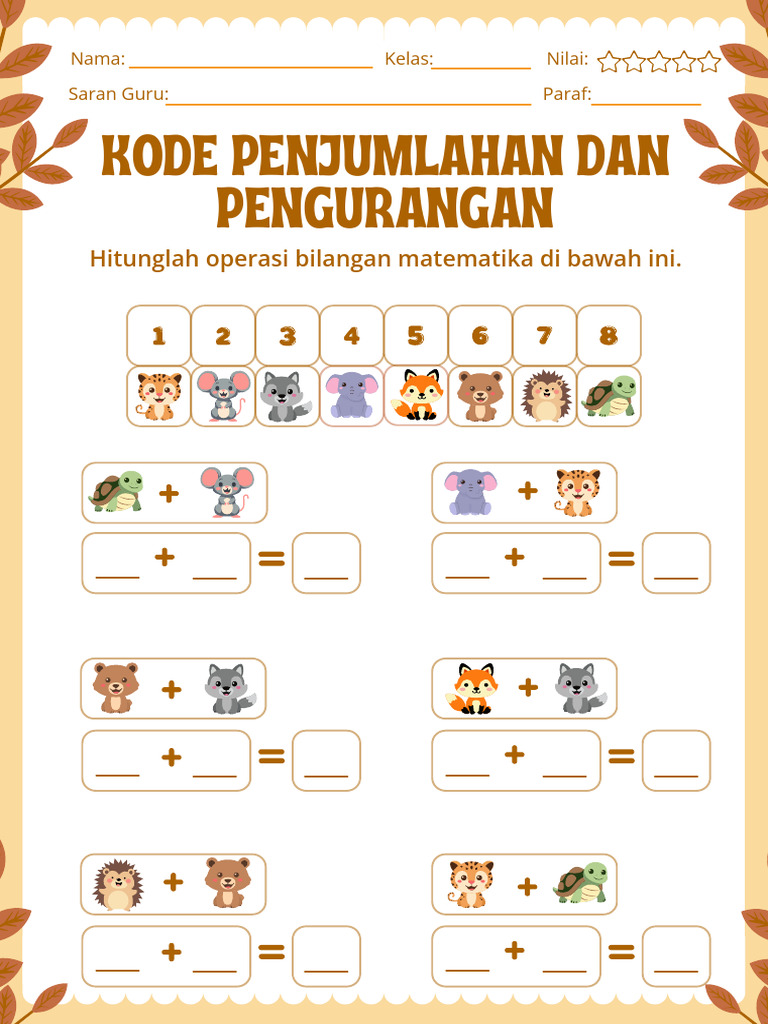Lembar Kerja Koding Angka Matematika Oranye Ceria Ilustratif - 20250629 ...