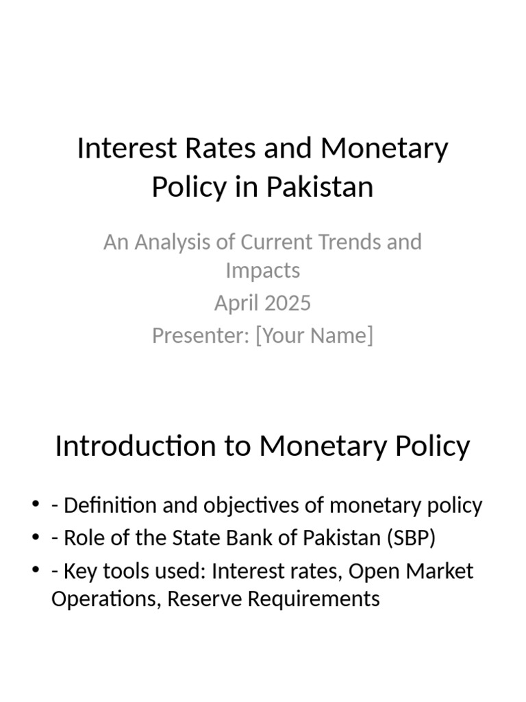 Interest Rates Monetary Policy Pakistan | PDF