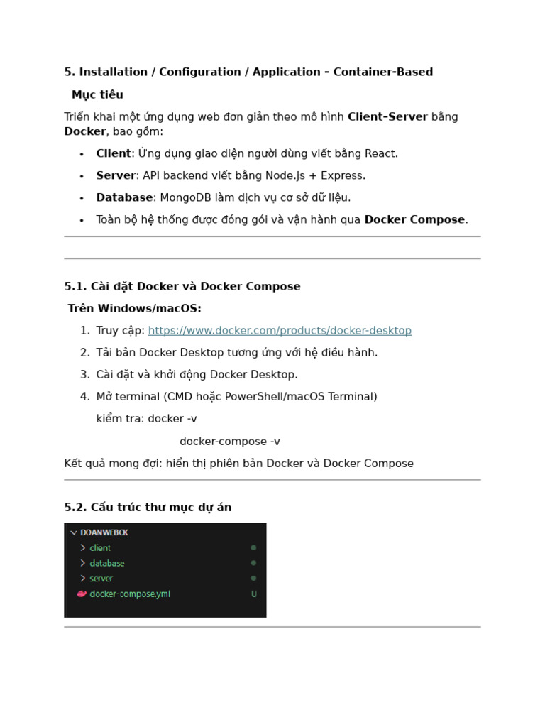 Installation / Configuration / Application - Container-Based M C Tiêu Client-Server Docker ...