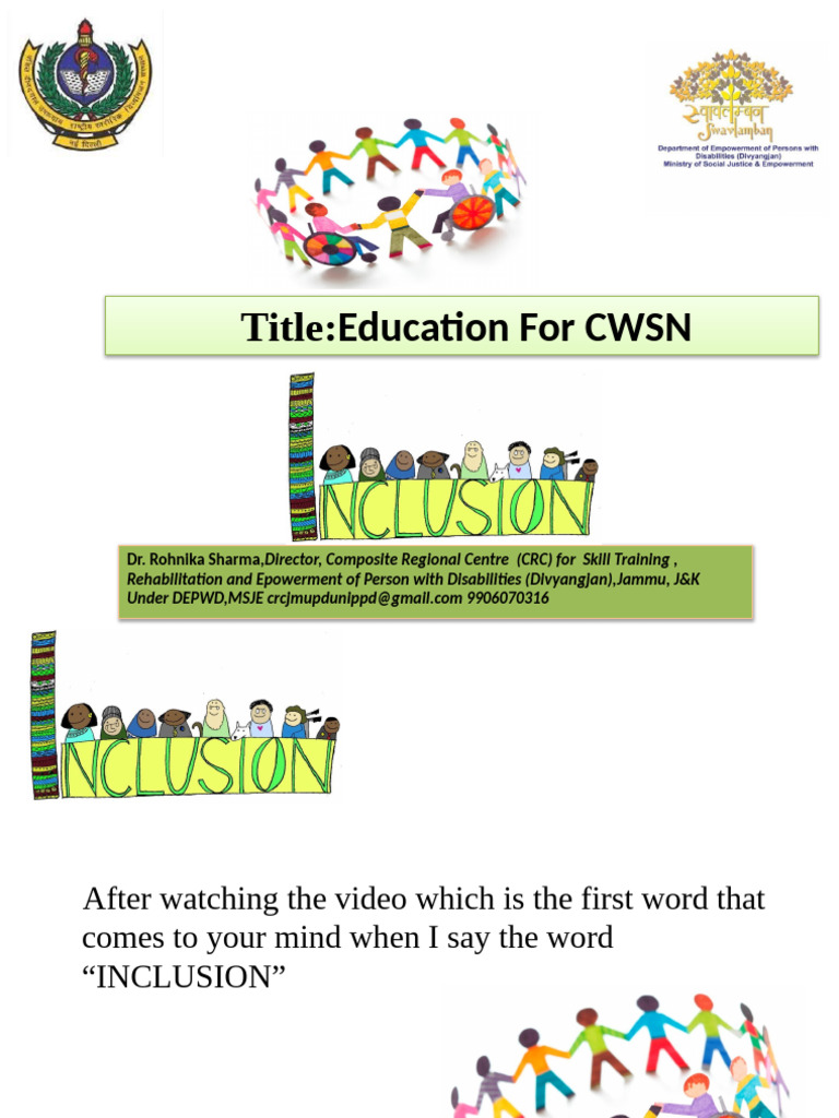 Education For CWSN - Policies & Legal Framework | PDF | Inclusion ...