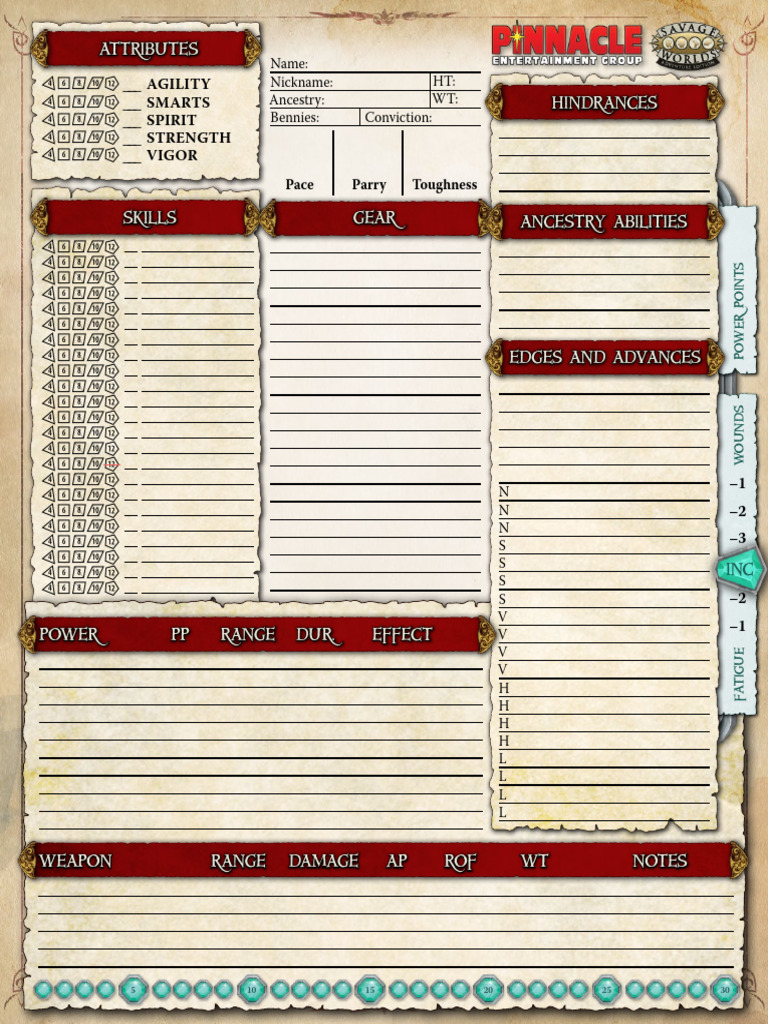SWFC Character Sheet FF Blank | PDF | Role Playing Games | Gaming