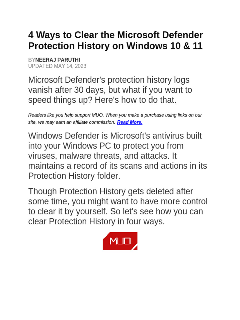 Clear Microsoft Defender History Guide | PDF | Group Policy | Antivirus ...