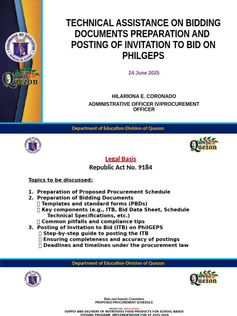 1-TA On Bidding Documents Preparation and Posting of ITB On Philgeps | PDF