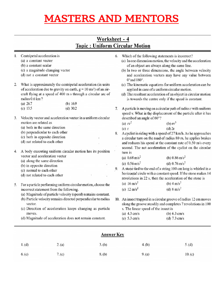 Uniform Circular Motion | PDF