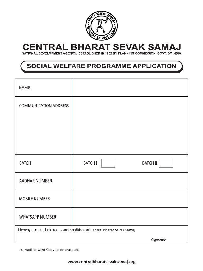 Social Welfare Programme Application | PDF