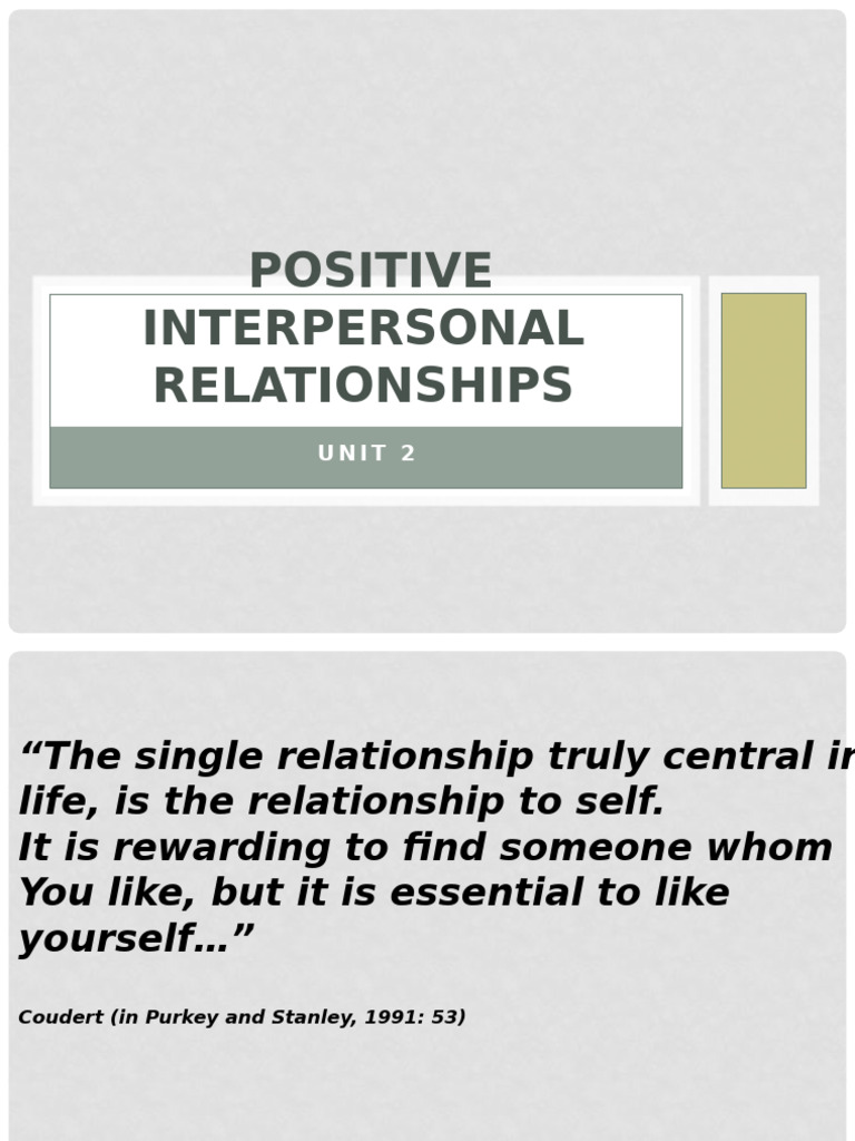 Edub 2724 Unit 2 - Positive Interpersonal Relationships | PDF