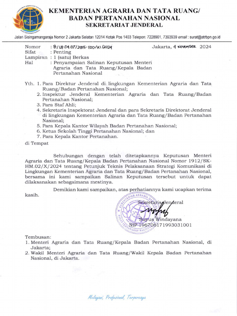Surat Pengantar Dan Kepmen Strakom (TTD Stempel) | PDF