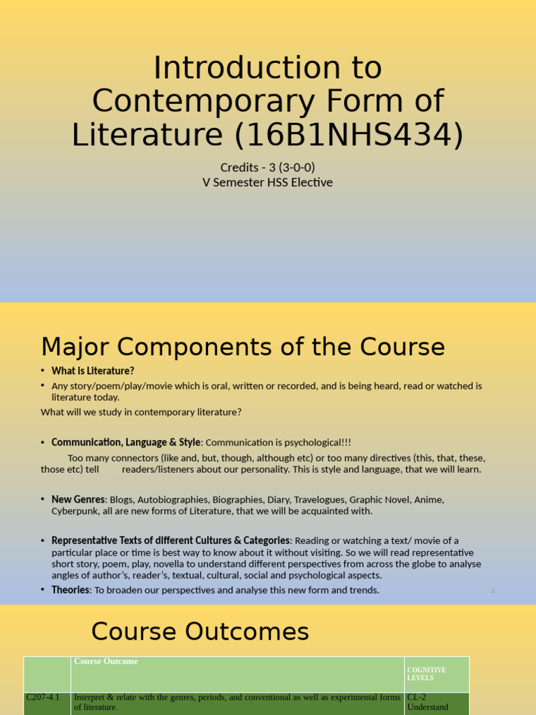 Introduction To Contemporary Form of Literature - Orientation | PDF ...