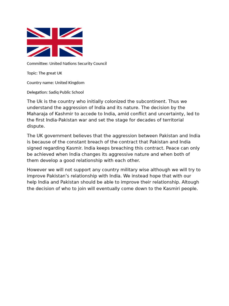 UK Stance on India-Pakistan Conflict | PDF
