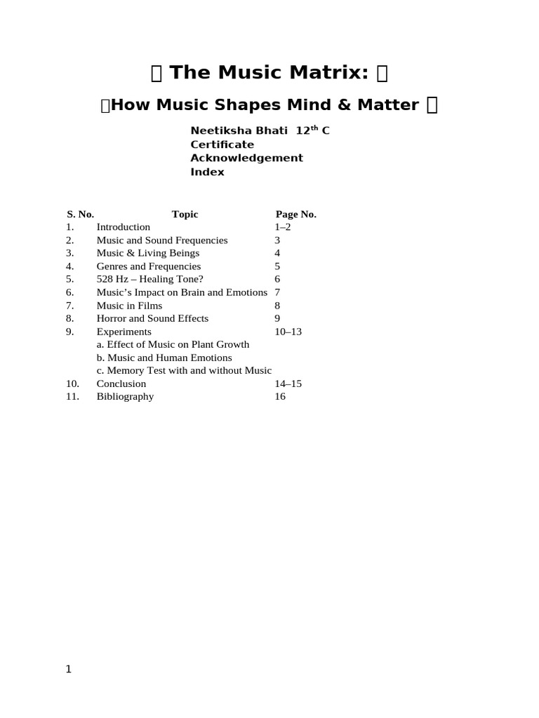 The Music Matrix: : How Music Shapes Mind & Matter | PDF | Sound ...