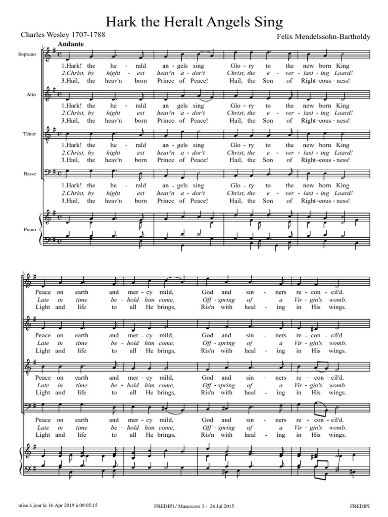 Hark The Herald Angels Sing by Felix Mendelssohn | PDF | Choral Music