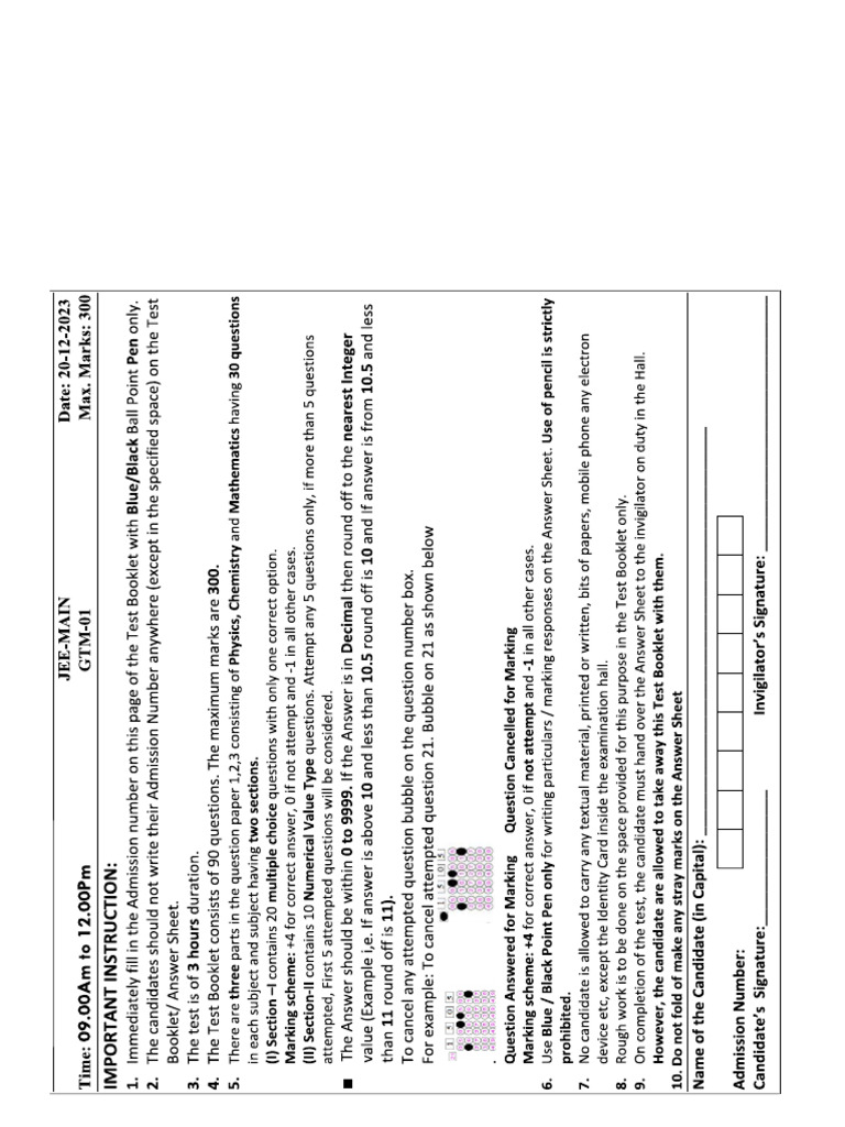 Jee Main Mock Test | PDF