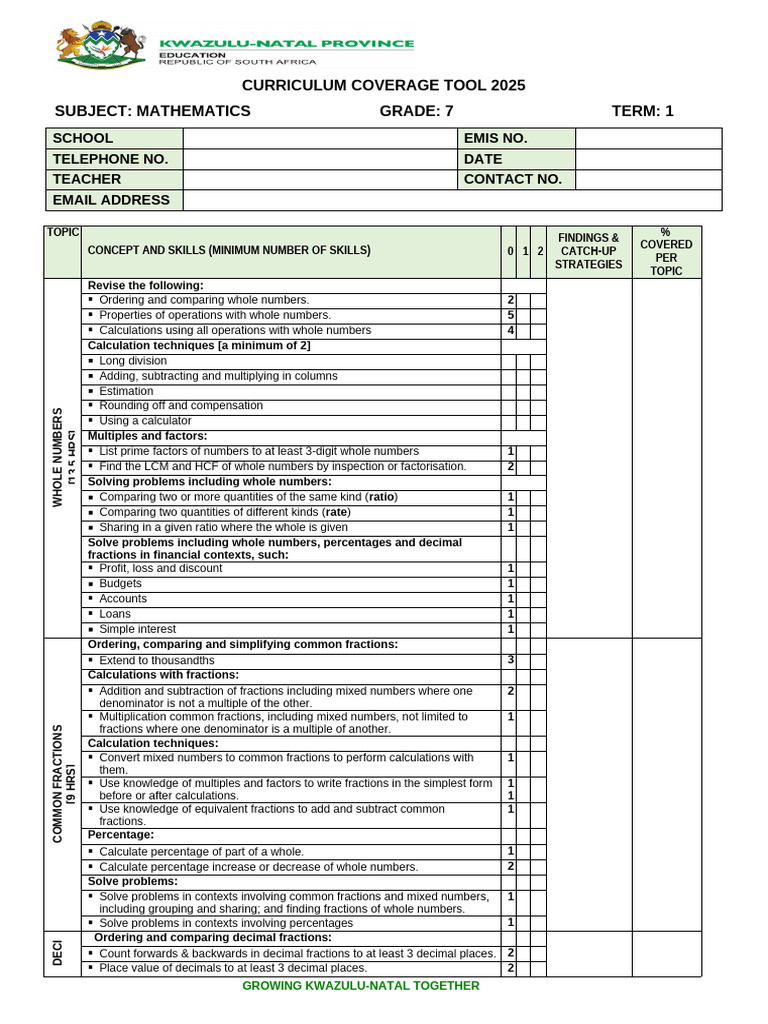 Grade 7 Mathematics Curriculum 2025 | PDF | Shape | Area