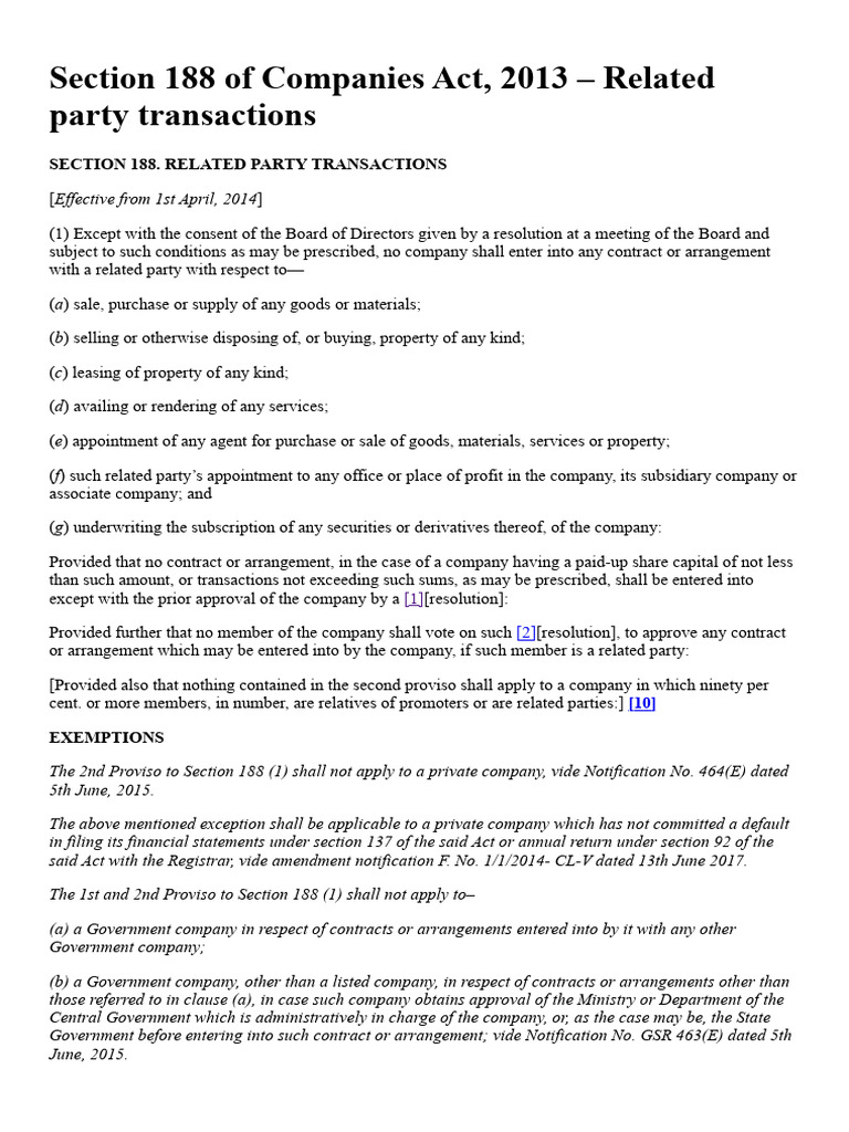 Section 188: Related Party Transactions | PDF | Audit Committee | Property