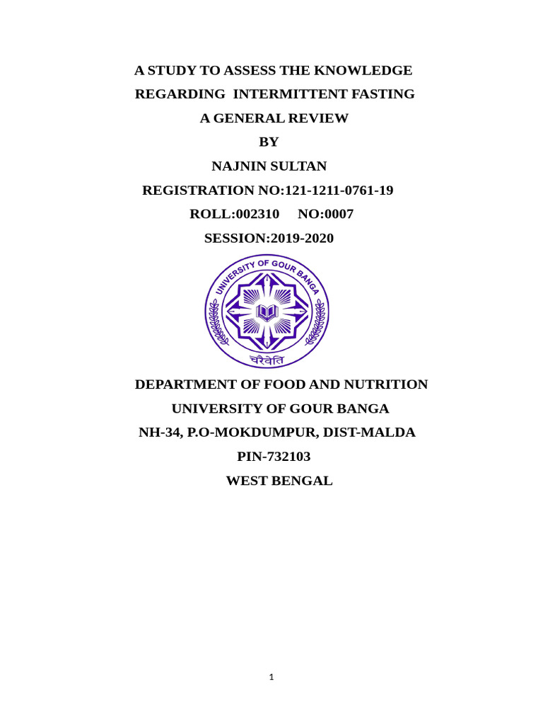Intermittent Fasting Paper 1 | PDF | Dieting | Intermittent Fasting