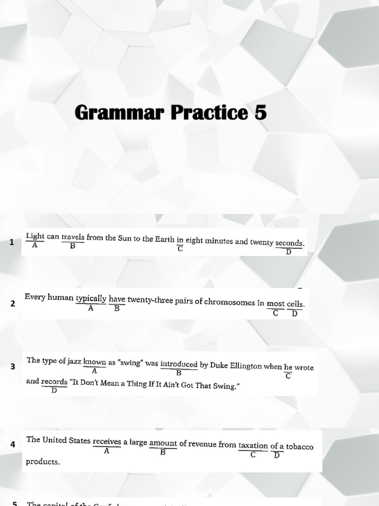 Grammar Practice 5 | PDF