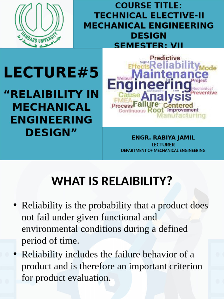 Med Lecture Relaibility Engineering | PDF | Reliability Engineering