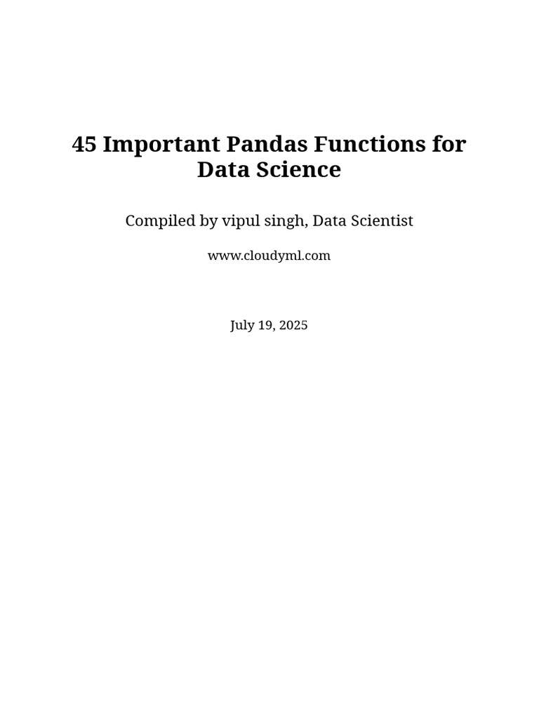 45 Important Pandas Function | PDF | Quantile | Computer Programming