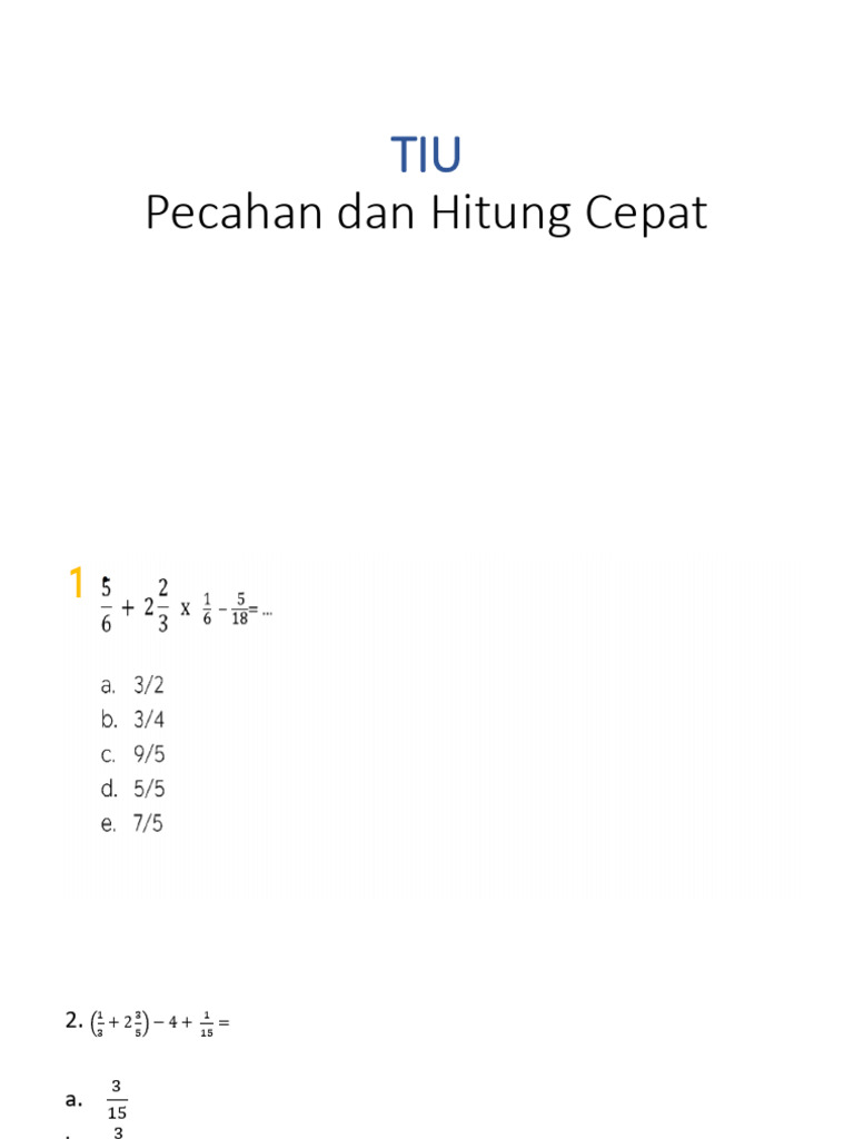 Pecahan Dan Hitung Cepat | PDF